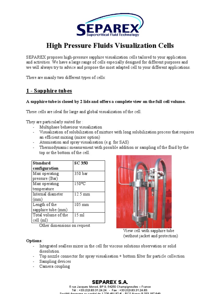 High Pressure Fluids Visualization Cells | PDF | Temperature ...