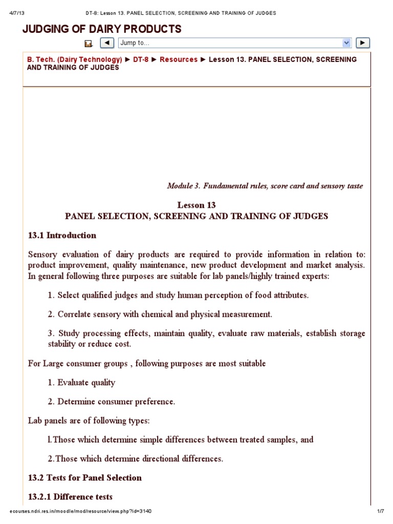Panel Selection Screening and Training of Judges | PDF