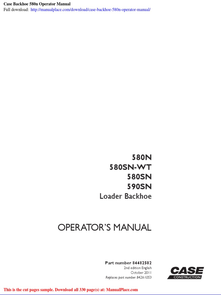 Case Backhoe 580n Operator Manual | PDF