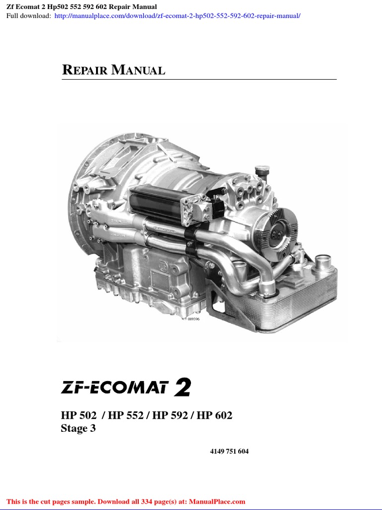ZF Ecomat 2 Hp502 552 592 602 Repair Manual | PDF | Screw | Manual ...
