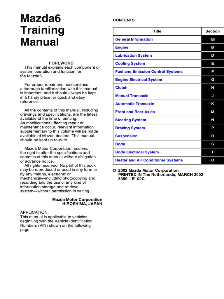 Mazda 6 Maintenance Guide | PDF