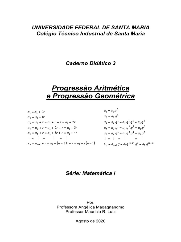 3 SI Progressao Aritmetica e Geometrica - Exemplos Praticos | PDF ...