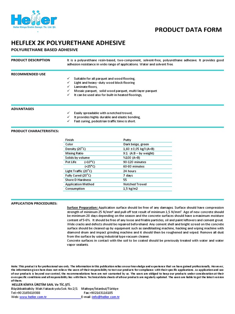 HELFLEX 2K POLYURETHANE ADHESIVE | PDF | Adhesive | Flooring