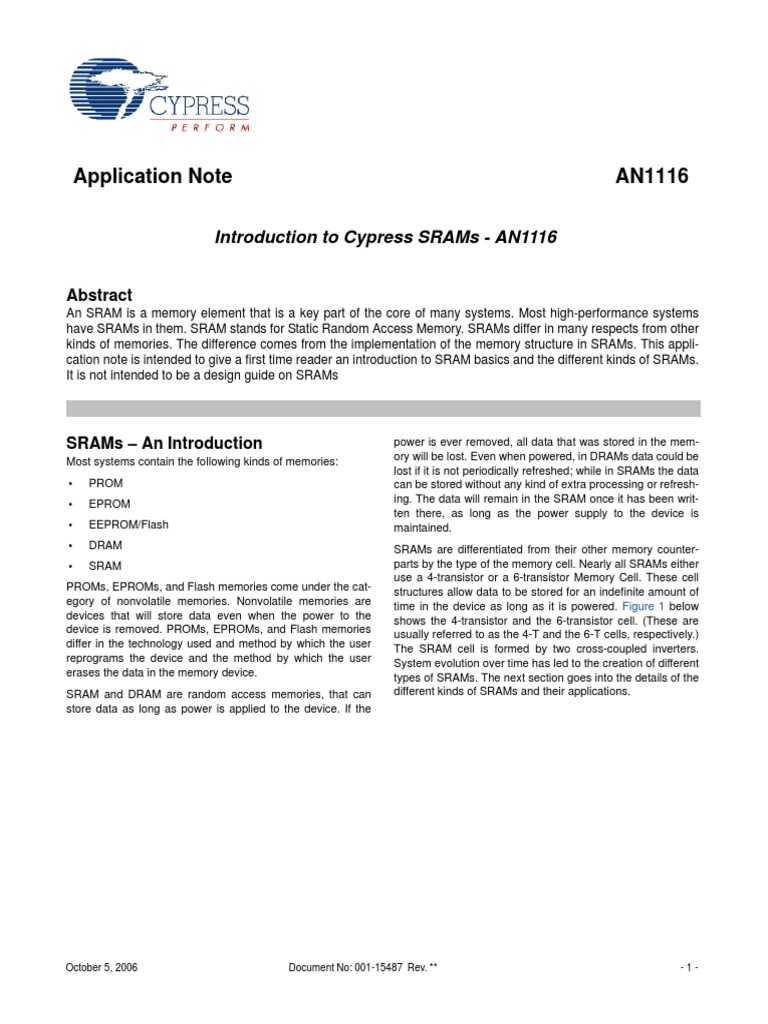 Introduction To SRAMS - Synchronous vs. Asynchronous | PDF | Computer Memory | Random Access Memory