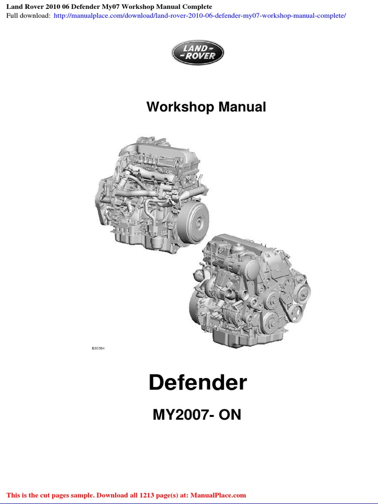 Land Rover 2010 06 Defender My07 Workshop Manual Complete | PDF ...