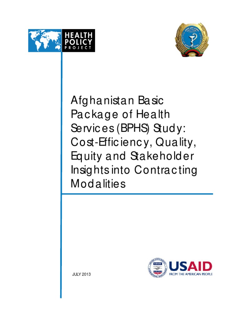 Afghanistan Basic Package of Health Services (BPHS) Study: Cost ...
