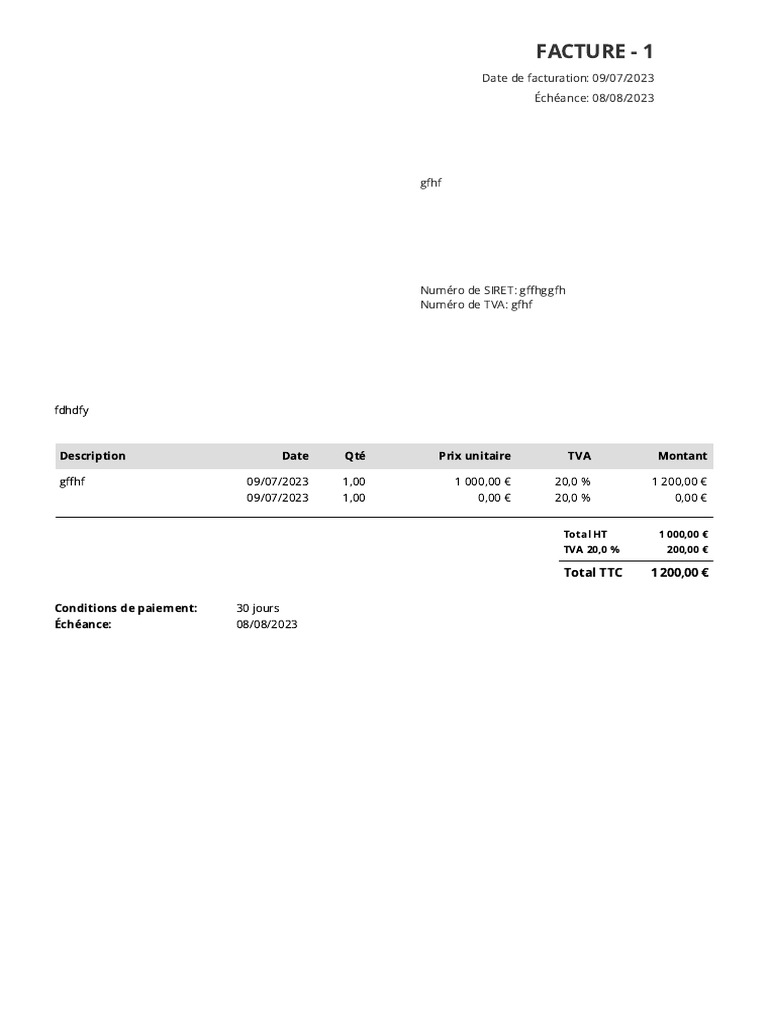 Exemple de Facture avec TVA | PDF