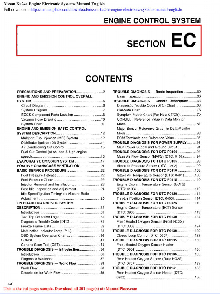 Nissan Ka24e Engine Electronic Systems Manual English | PDF