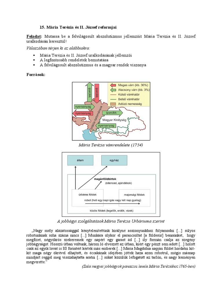Mária Terézia És II. József Reformjai - Tétel | PDF