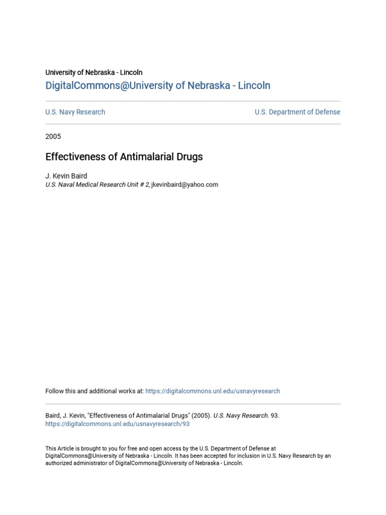 Effectiveness of Antimalarial Drugs | PDF | Malaria | Plasmodium