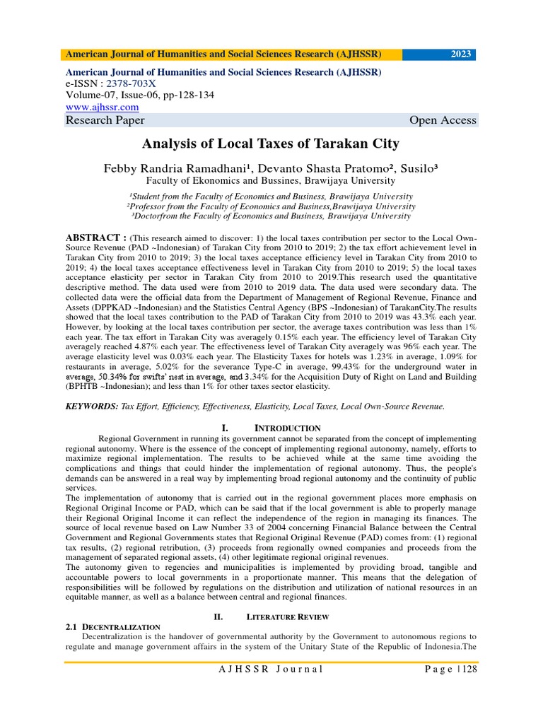 Analysis of Local Taxes of Tarakan City | PDF | Elasticity (Economics ...