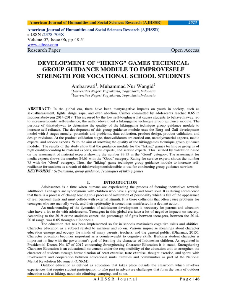 Development of "Hiking" Games Technical Group Guidance Module To Improveself Strength For ...