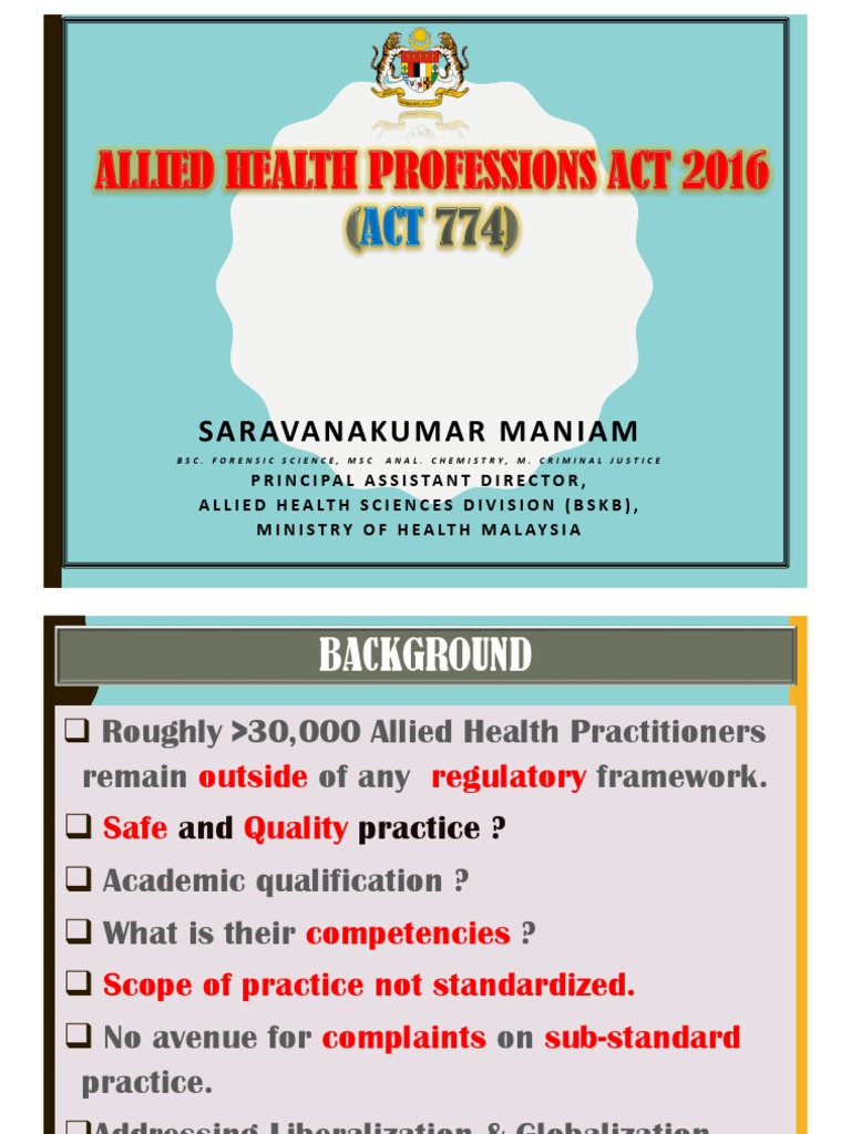 Malaysian Allied Health Profession Act 2016 Summary | PDF | Health ...