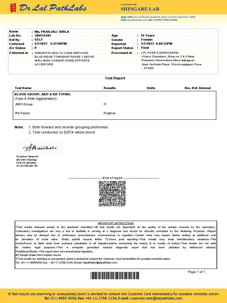 Both Forward and Reverse Grouping Performed 2. Test Conducted On EDTA ...