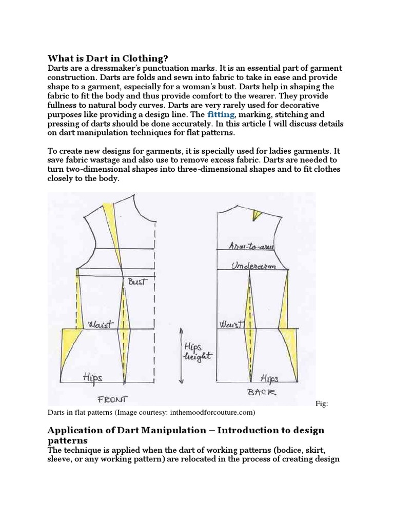 Dart Manipulation Pdf Seam Sewing Clothing