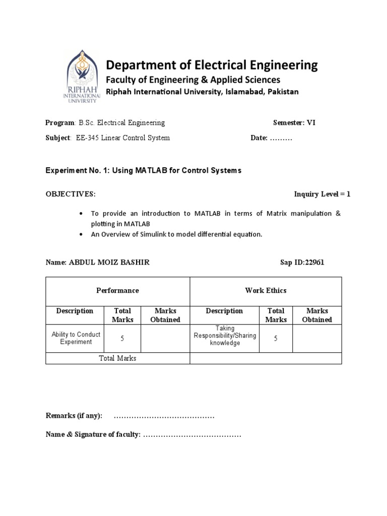 Introduction To Matlab and Simulink | Download Free PDF | Matrix (Mathematics) | Linear Map