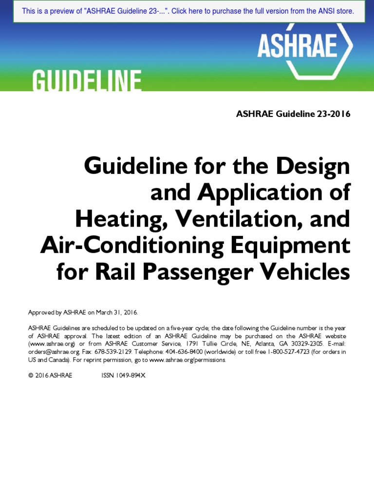 ASHRAE Guideline 23 for Rail HVAC Design | PDF | Sustainable Technologies | Engineering ...