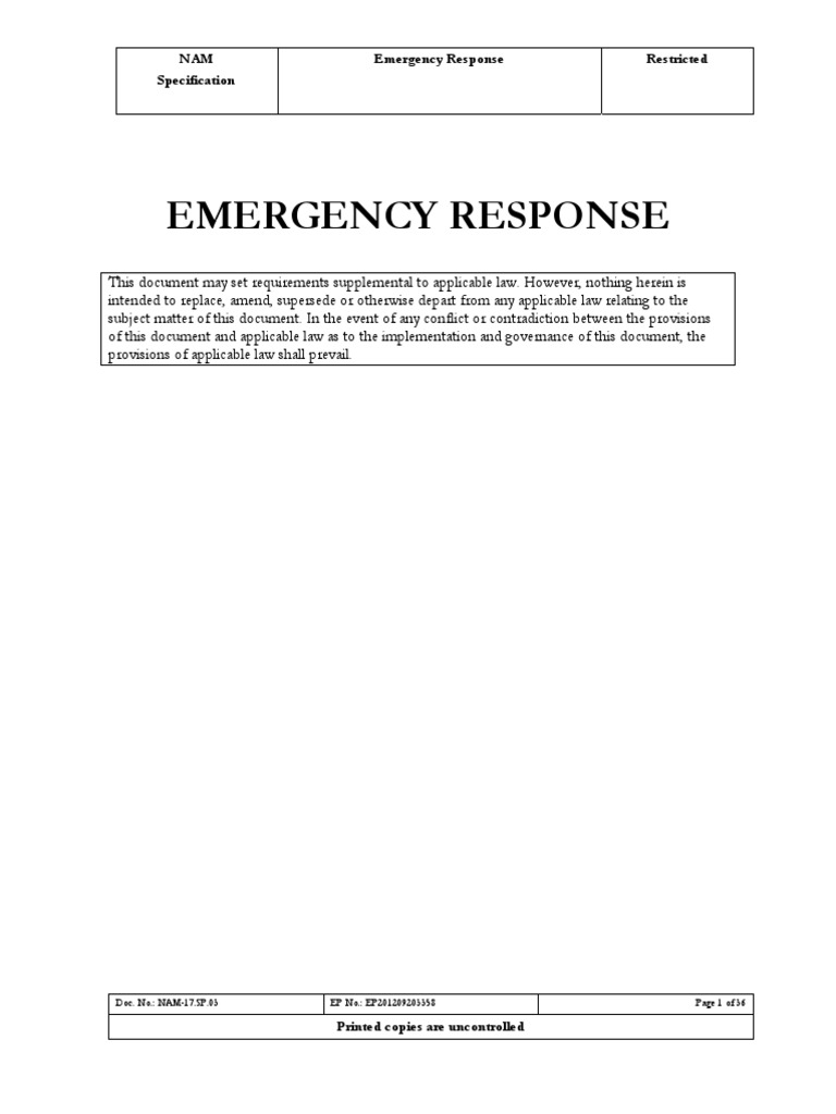 Emergency Response Specification | PDF | Emergency | Risk
