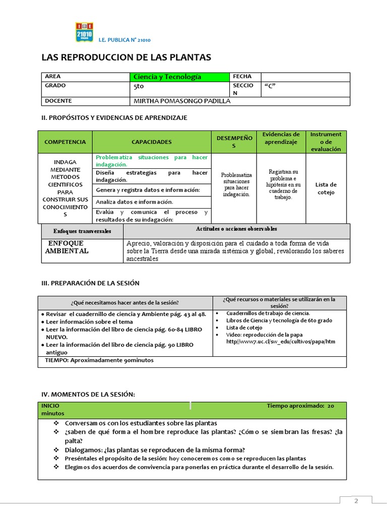 1.La Reproduccion de Las Plantas | PDF | Aprendizaje | Science