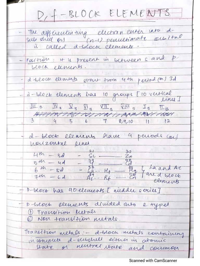D Block Elements | PDF