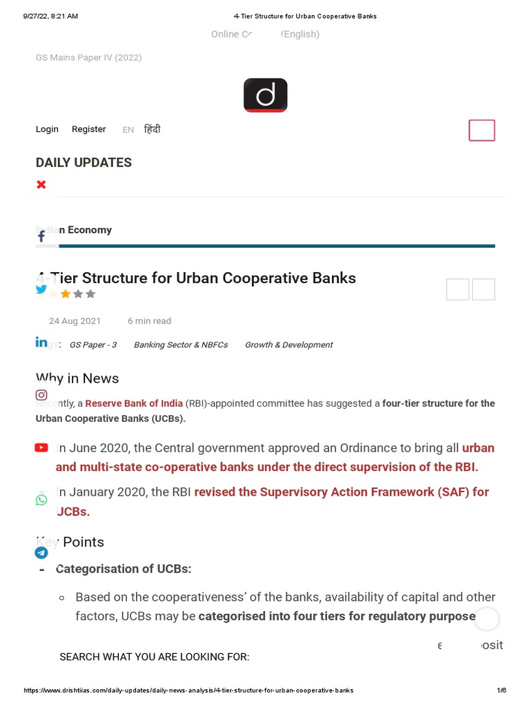 4-Tier Urban Cooperative Banks Structure | PDF | Cooperative | Banks