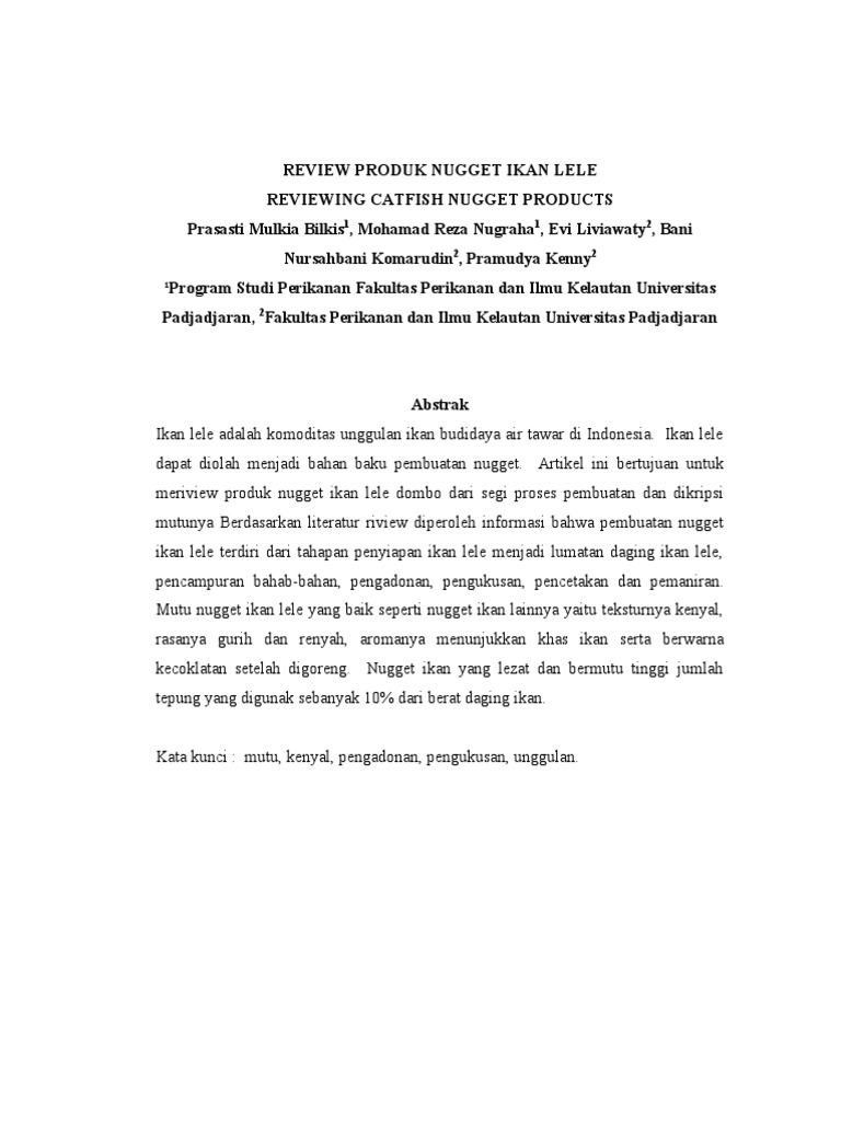 Review Produk Nugget Ikan Lele | PDF