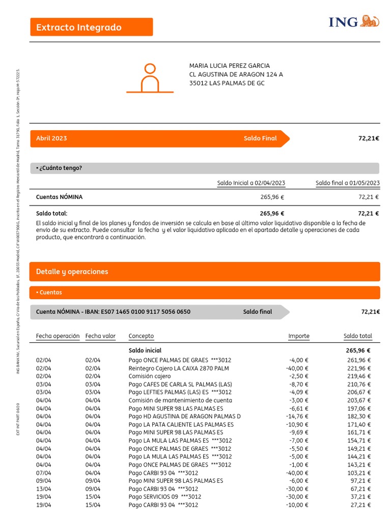 Extracto Mensual Abril 2023 | PDF