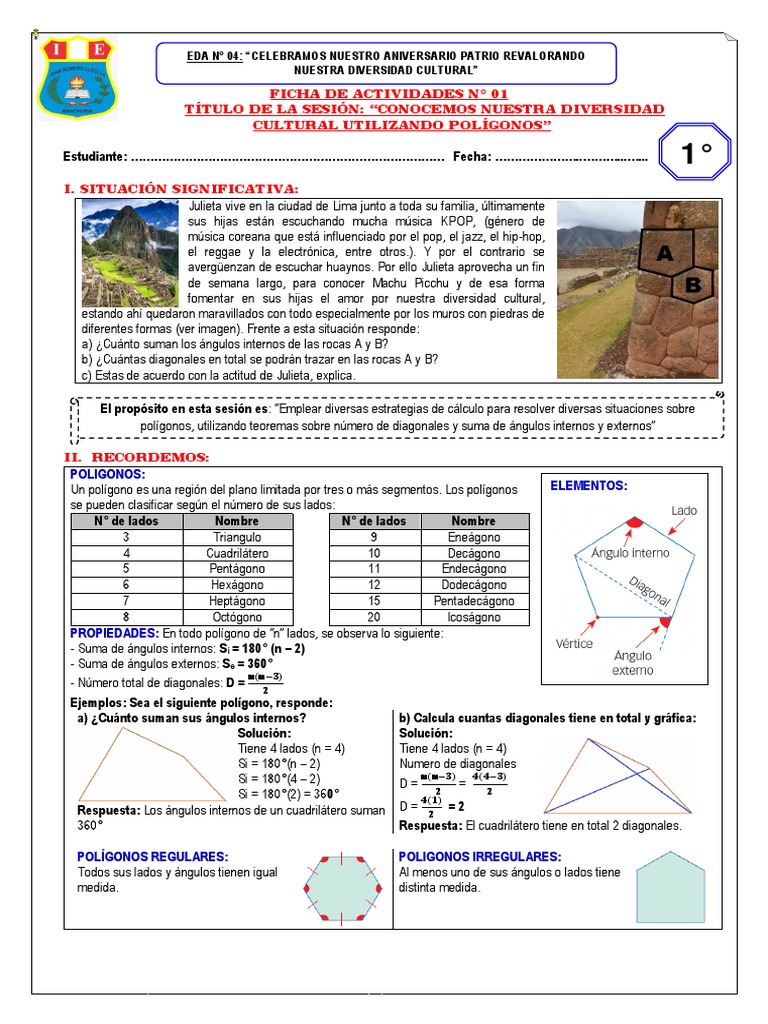 Solucion Ficha 1 - 1ero - Eda4 Conocemos Nuestra Diversidadtilizando Poligonos | PDF ...