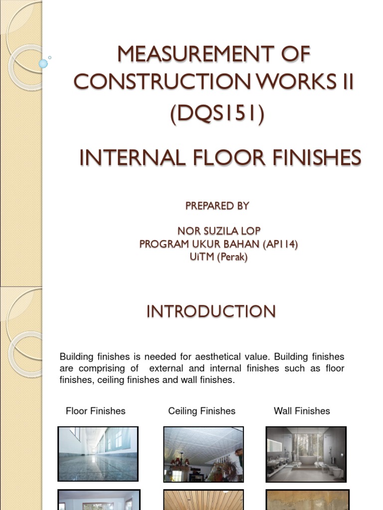 Internal Floor Finishes | PDF | Tile | Building Engineering
