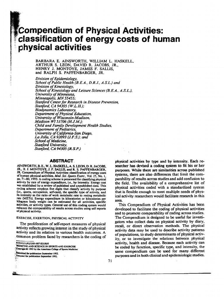 Tabela de METs | PDF