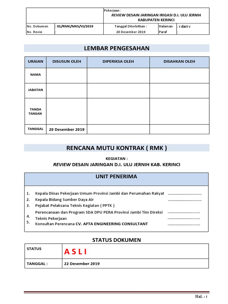 RMK Rencana Mutu Kontrak | PDF