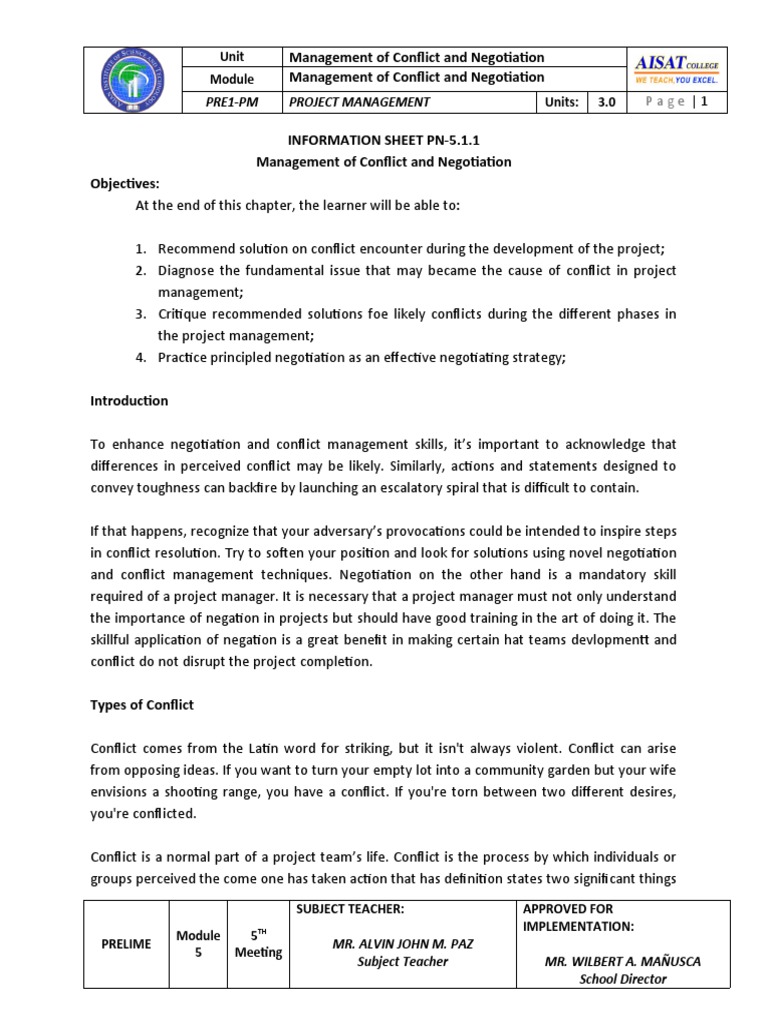 Module 5-Pre1 | PDF | Negotiation | Project Management