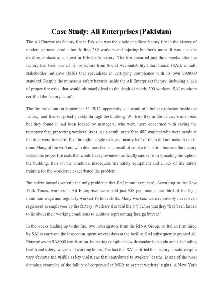 Case Study Assignment 4 OHS | PDF | Occupational Safety And Health ...