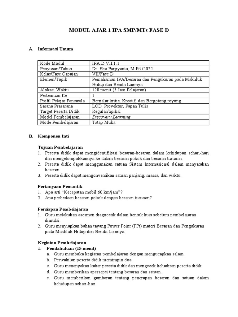 Modul IPA 1 - Bab 1 - Besaran & Pengukuran | PDF