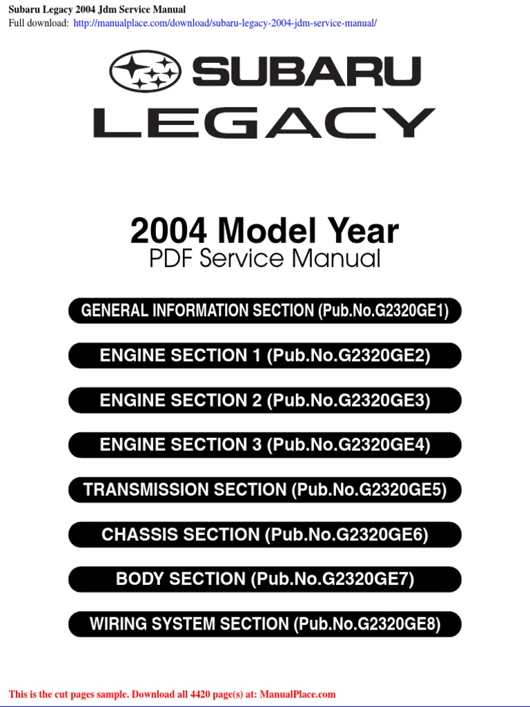 2004 Subaru Legacy Service Manual | PDF