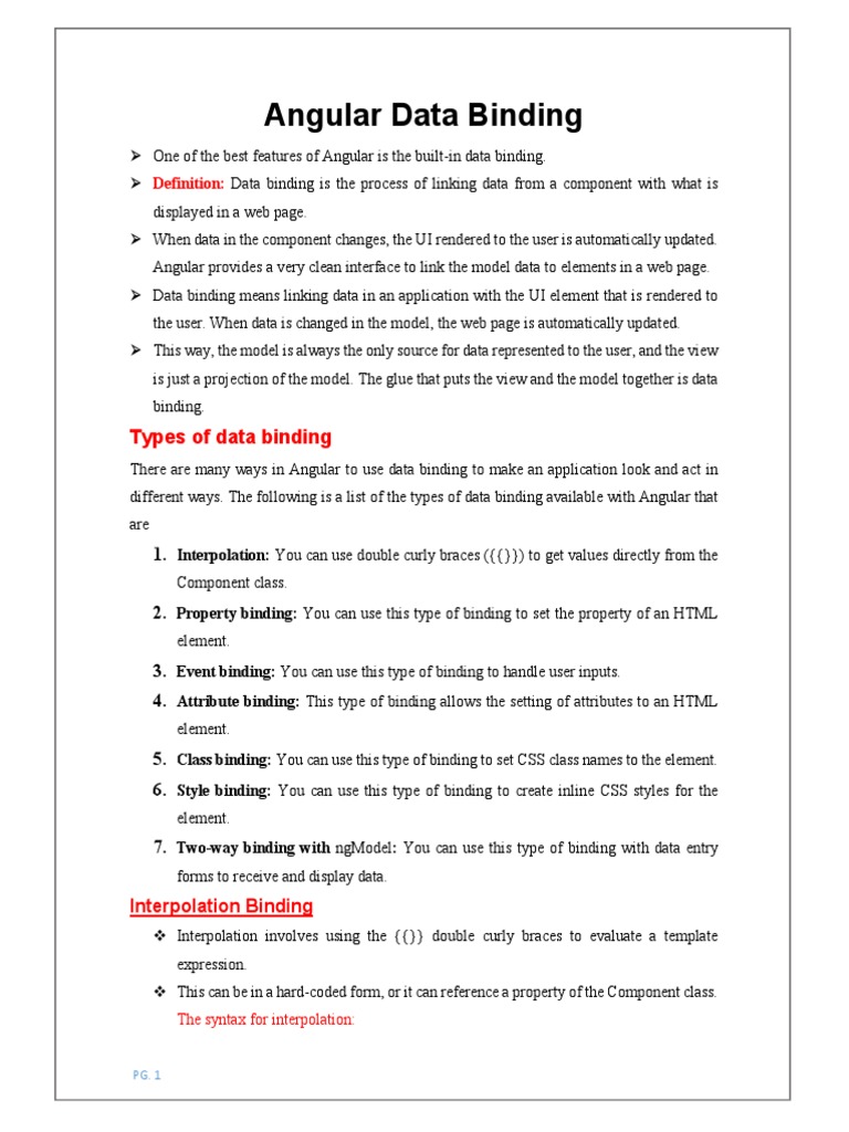 Angular DataBindings Materials | PDF