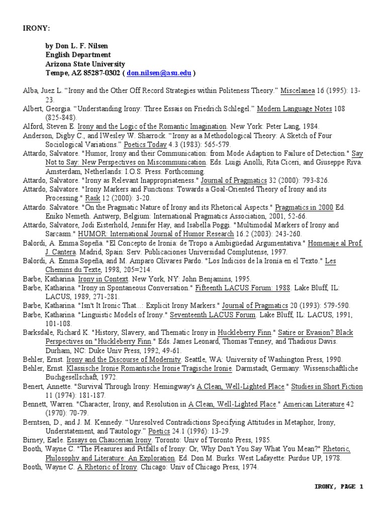 Irony Reading List | PDF