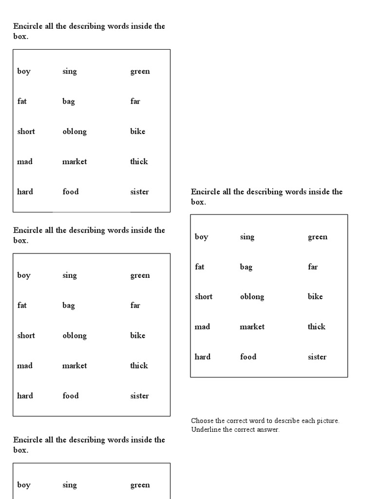 Describing Words Activity Guide | PDF | Foreign Language Studies | Home ...