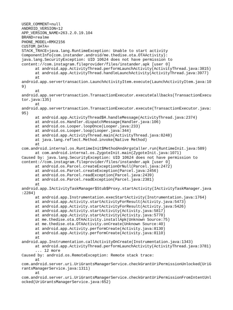 Android Securityexception Error Pdf Android Operating System Java Programming Language