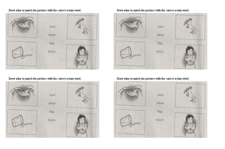 Draw Aline To Match The Pictures With The Correct Action Word | PDF