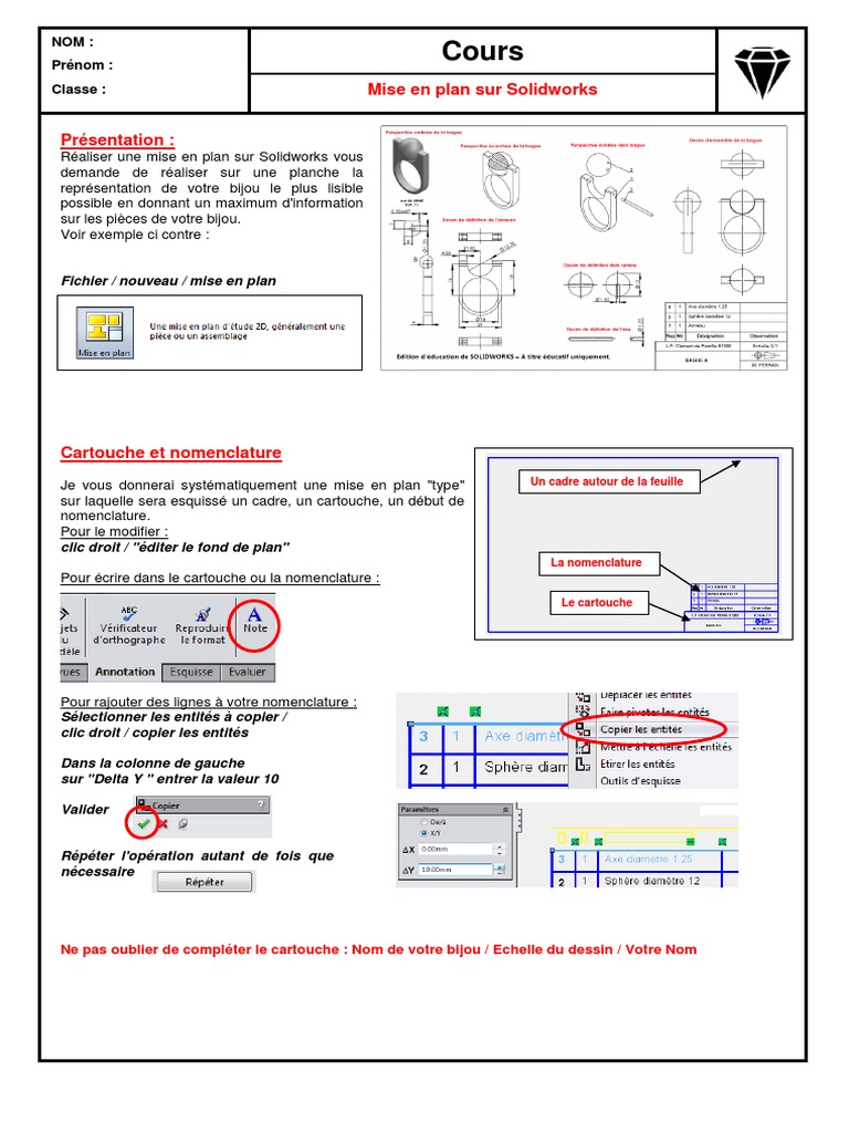 Cours Mise en Plan Solidworks | PDF