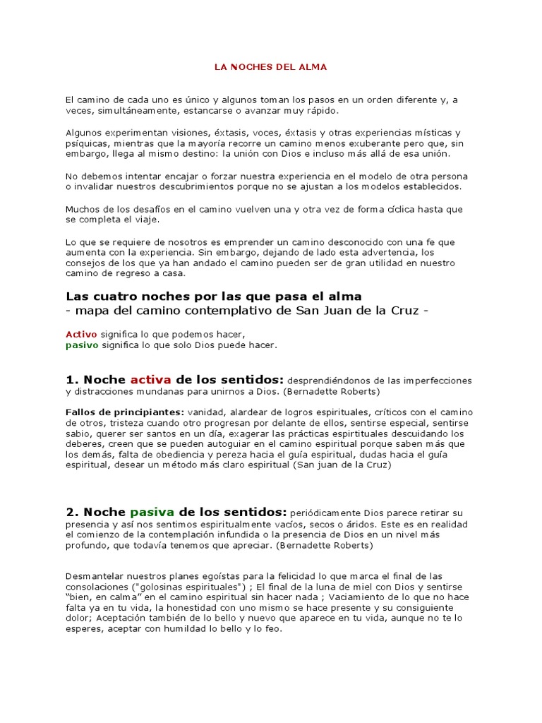 Las Cuatro Noches del Alma: Camino Espiritual | PDF | Dios | Misticismo