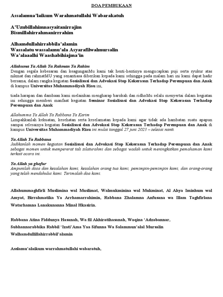 Doa Pembukaan | PDF | Pengembangan Diri | Gaya Hidup