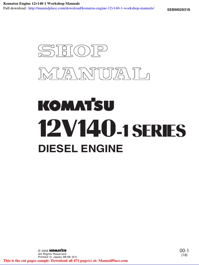 Komatsu 12V140 Engine Workshop Manual | PDF | Pipe (Fluid Conveyance ...