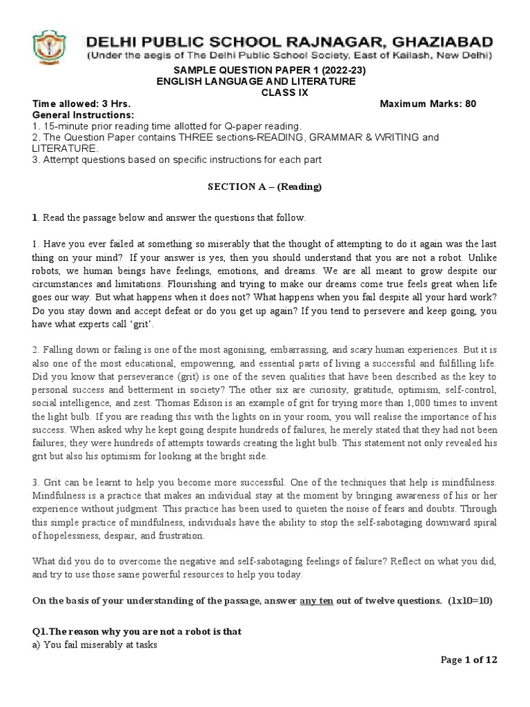 Grade 9 English SP 1 | PDF