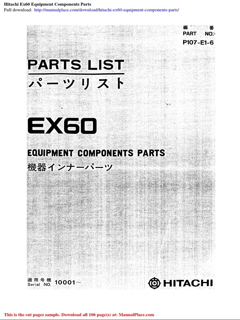 Hitachi Ex60 Equipment Components Parts | PDF
