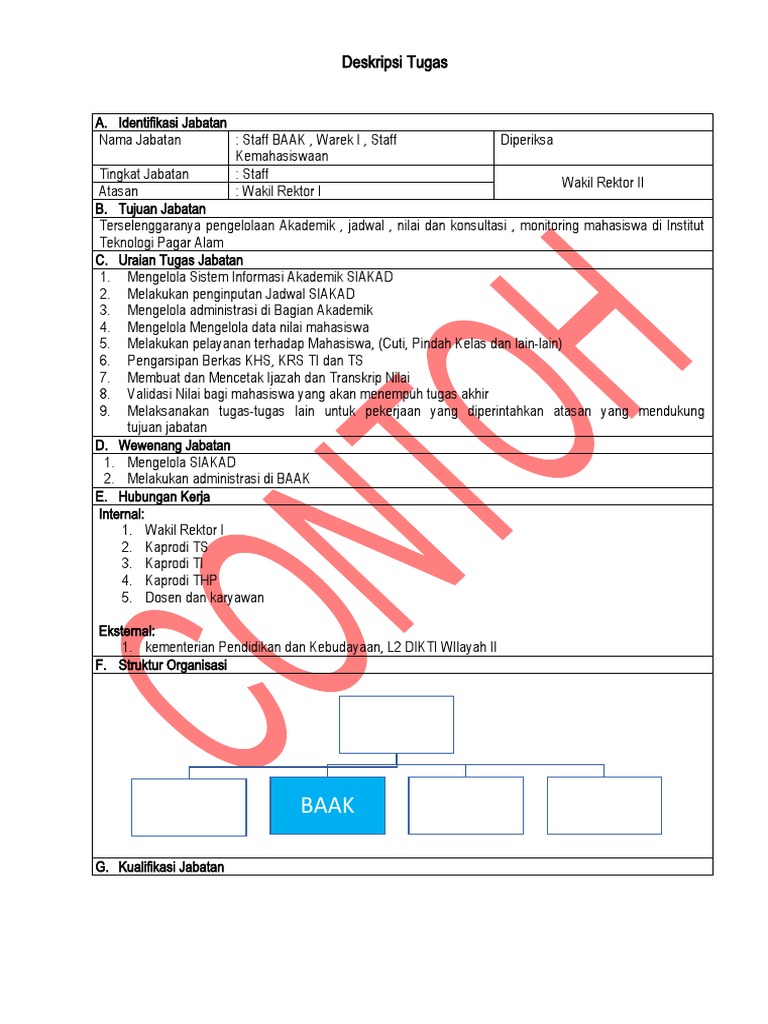 Deskripsi Tugas TUPOKSI BAAK | PDF