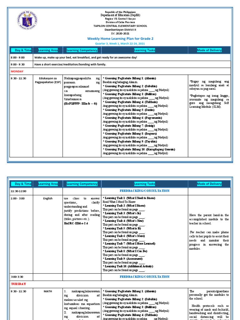 Grade-2 All-Subjects WHLP q3 w1 | PDF