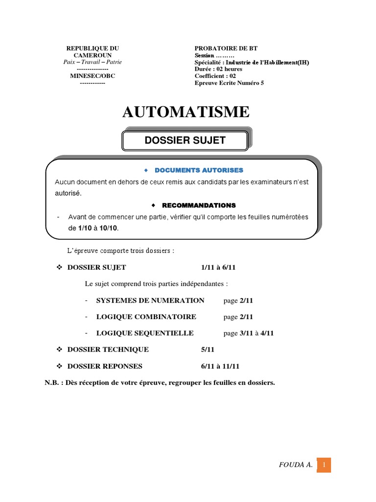 Automatisme CC5 1 | PDF