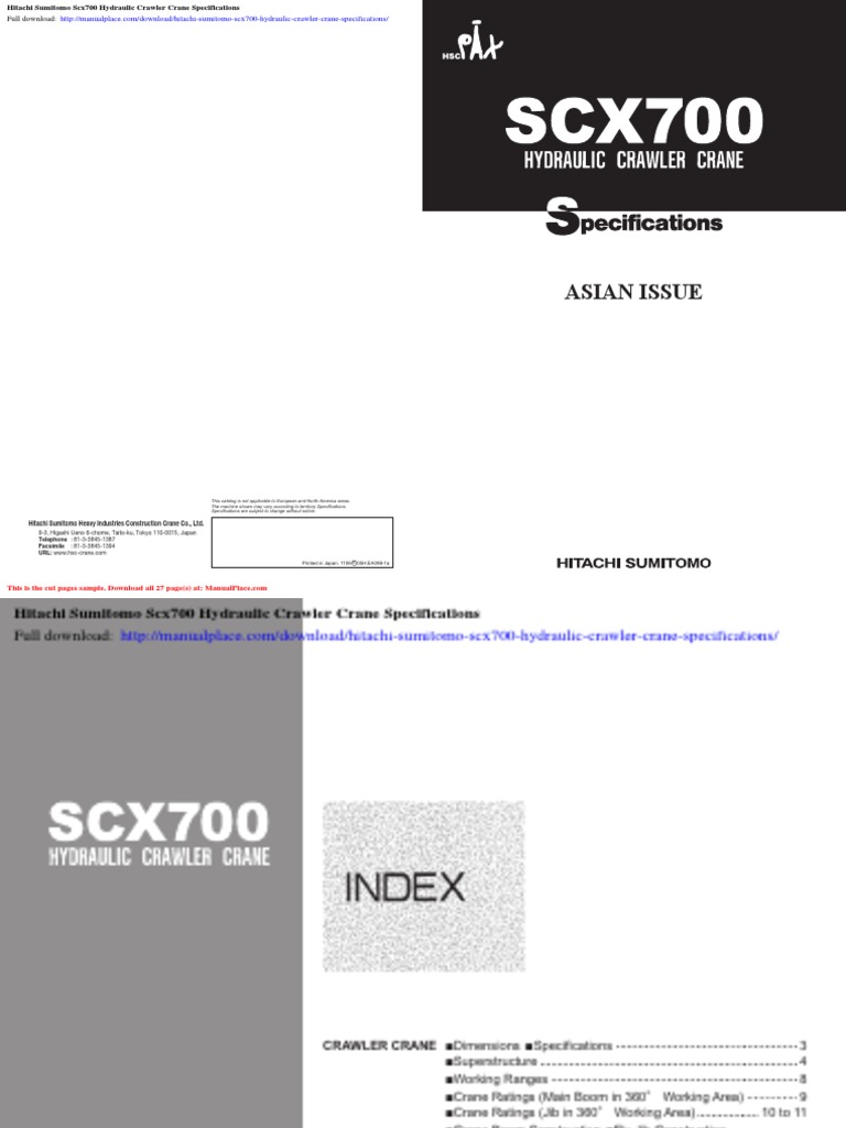 SCX700 Crane Specifications Catalog | PDF | Crane (Machine ...